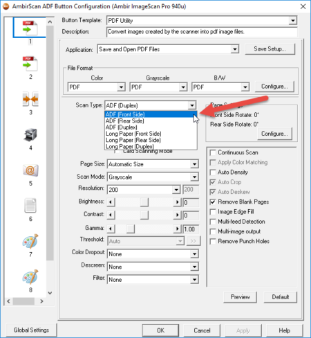 Scan Settings - Ambir Technology